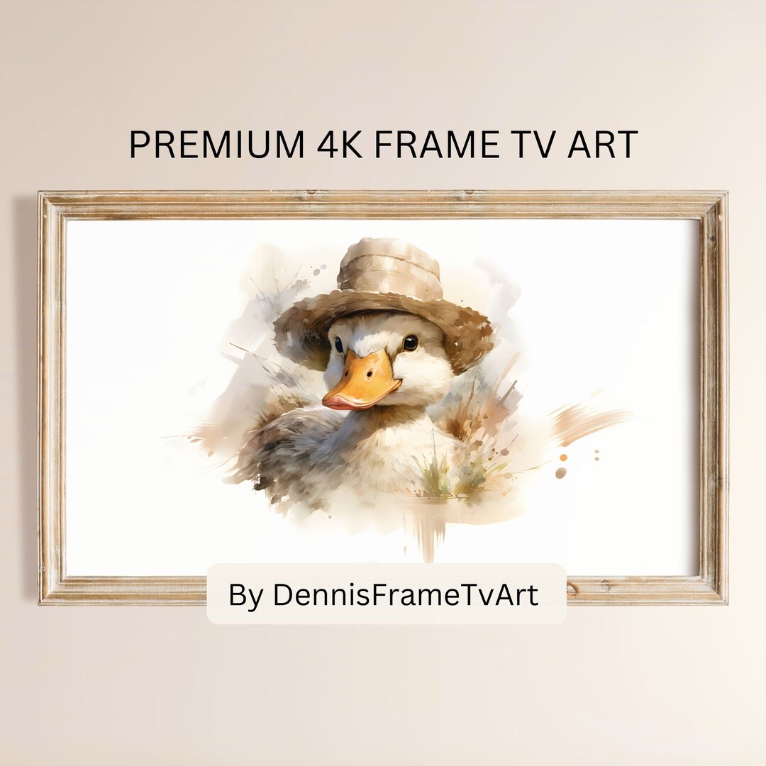 Cowboy Duck Frame TV Art Western Home Decor, Cute Duckling Artwork ...
