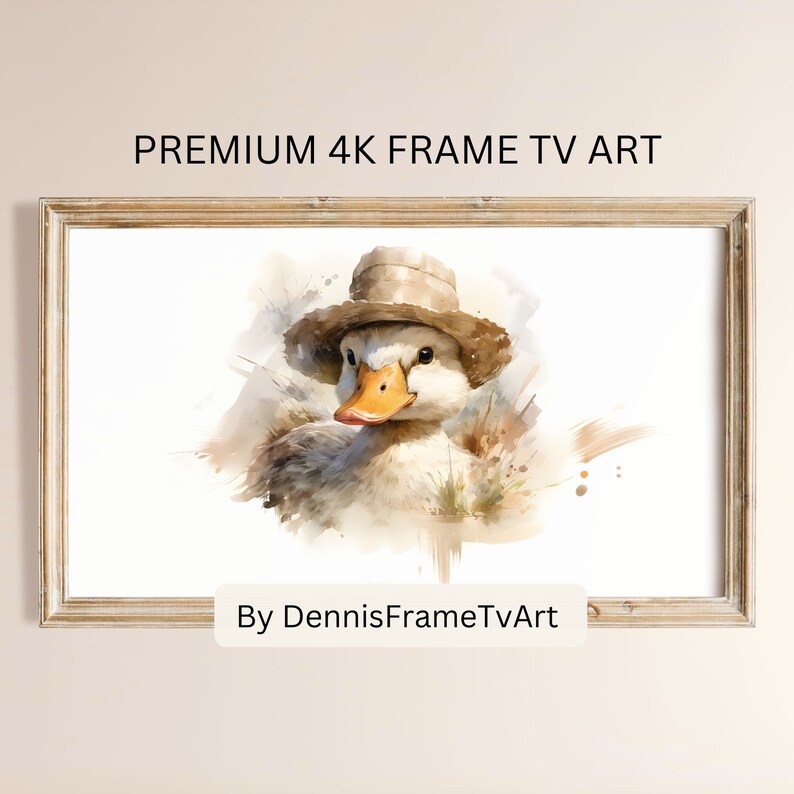 Cowboy Duck Frame TV Art Western Home Decor, Cute Duckling Artwork ...