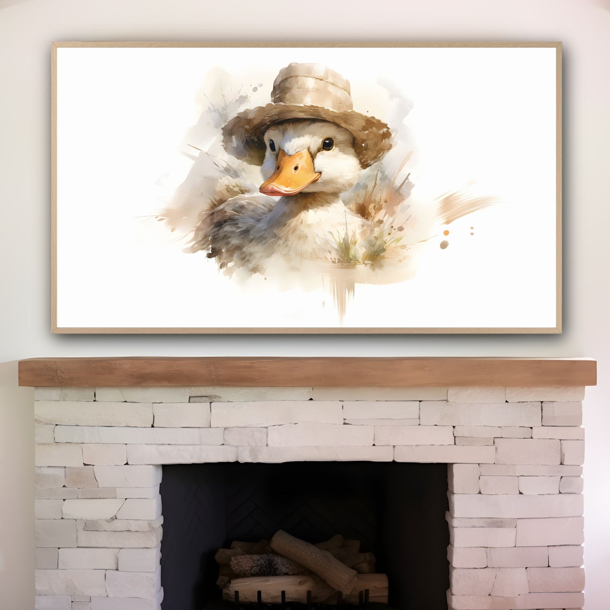 Cowboy Duck Frame TV Art Western Home Decor, Cute Duckling Artwork ...