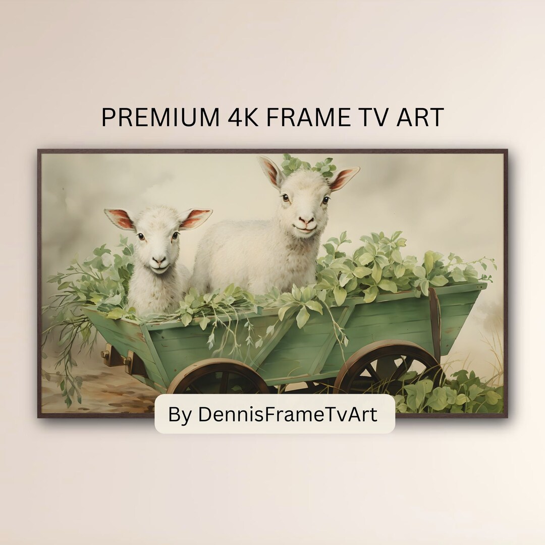 Funny Easter Sheep Frame TV Art Digital Download, Two Cute Lambs Among ...