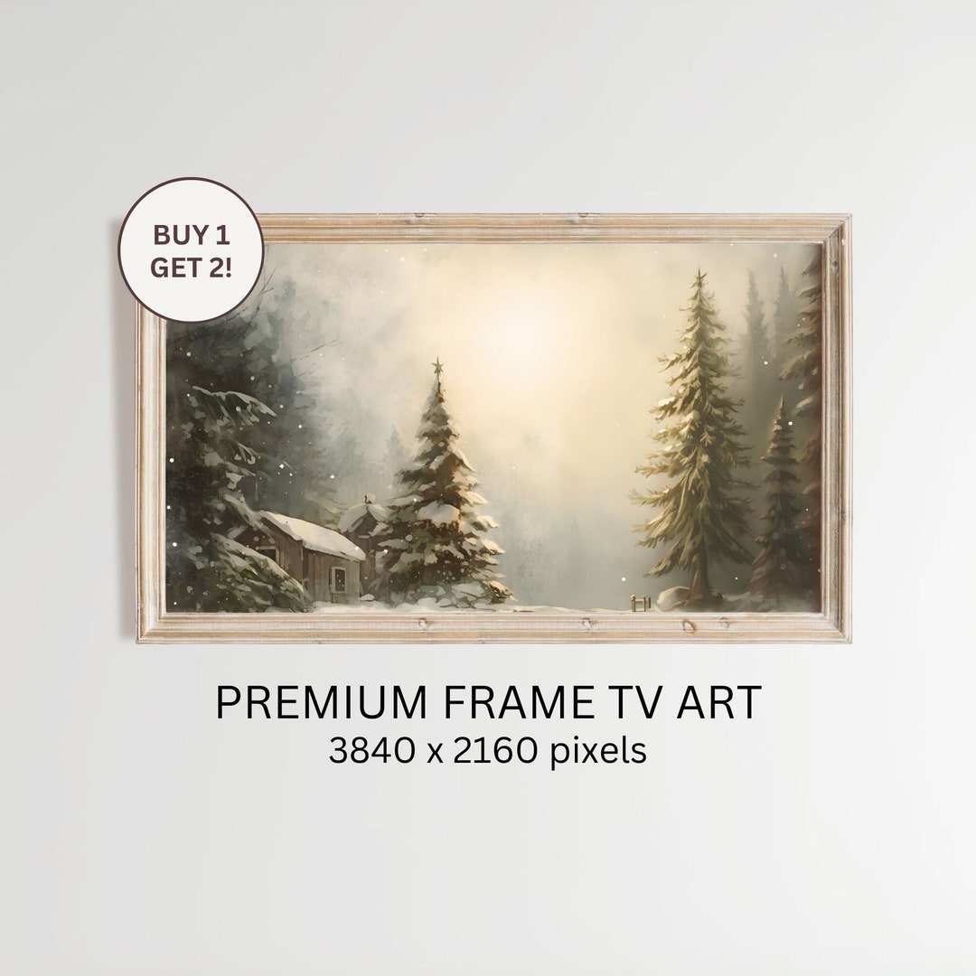 Winter Forest Frame TV Art Digital Download Snowy Landscape With Pine ...
