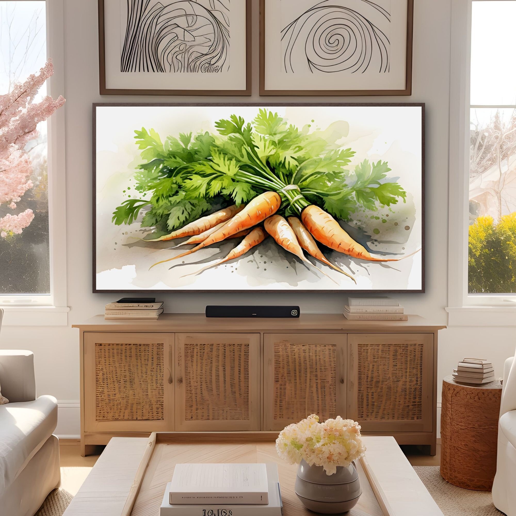 Carrots Watercolor Painting for the Frame TV, Easter Farmhouse Decor ...