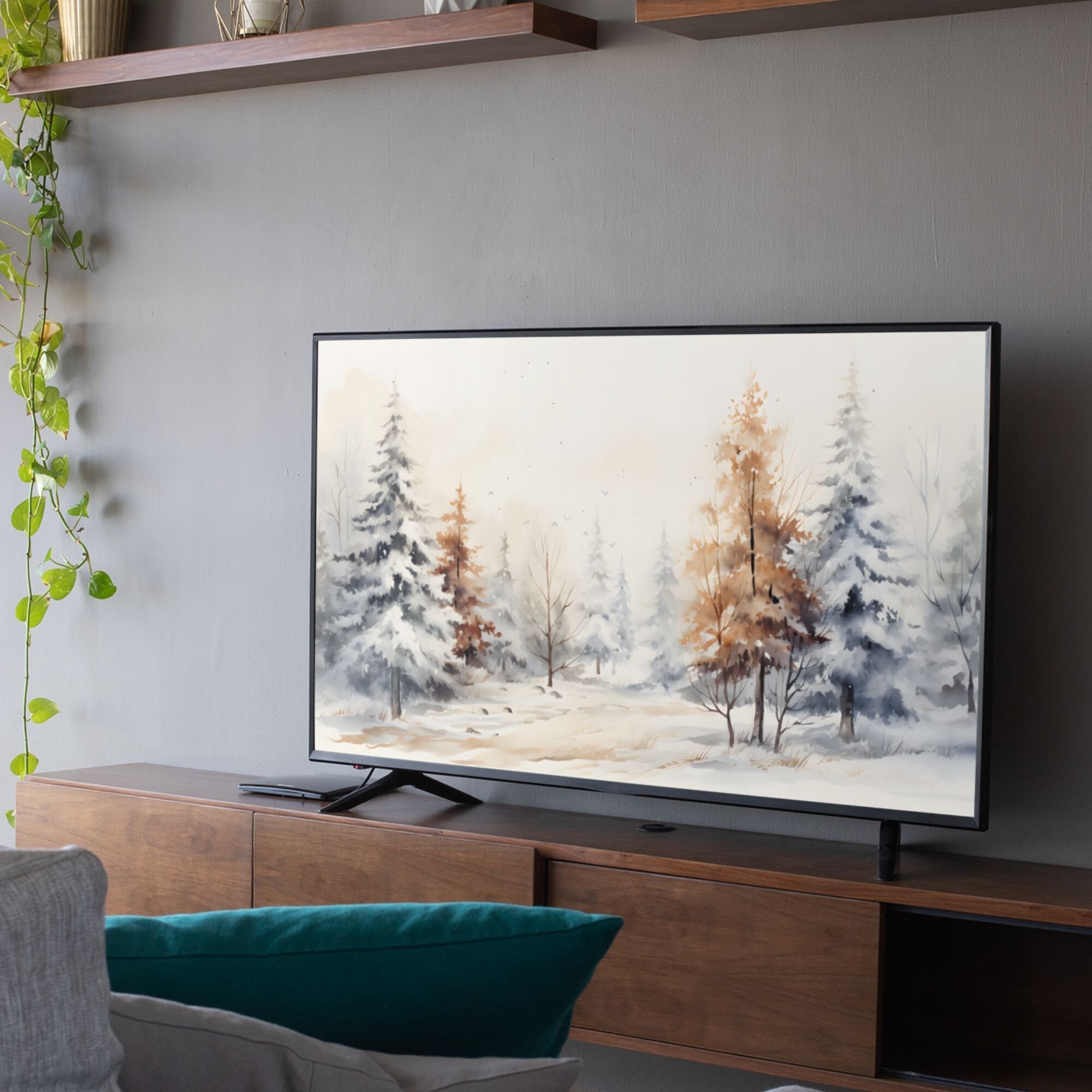 Winter Evergreen Forest Frame TV Art for Nature Lover Instant Download ...
