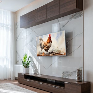 Rooster Frame Tv Art Instant Download, Country Inspired Earthly Tones ...