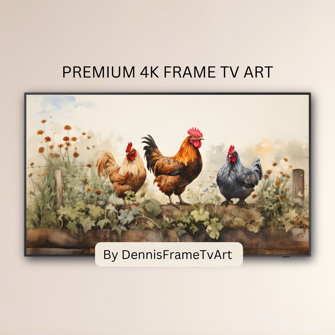 Easter Chickens Frame TV Art Instant Download, Cute Hens and a Rooster ...
