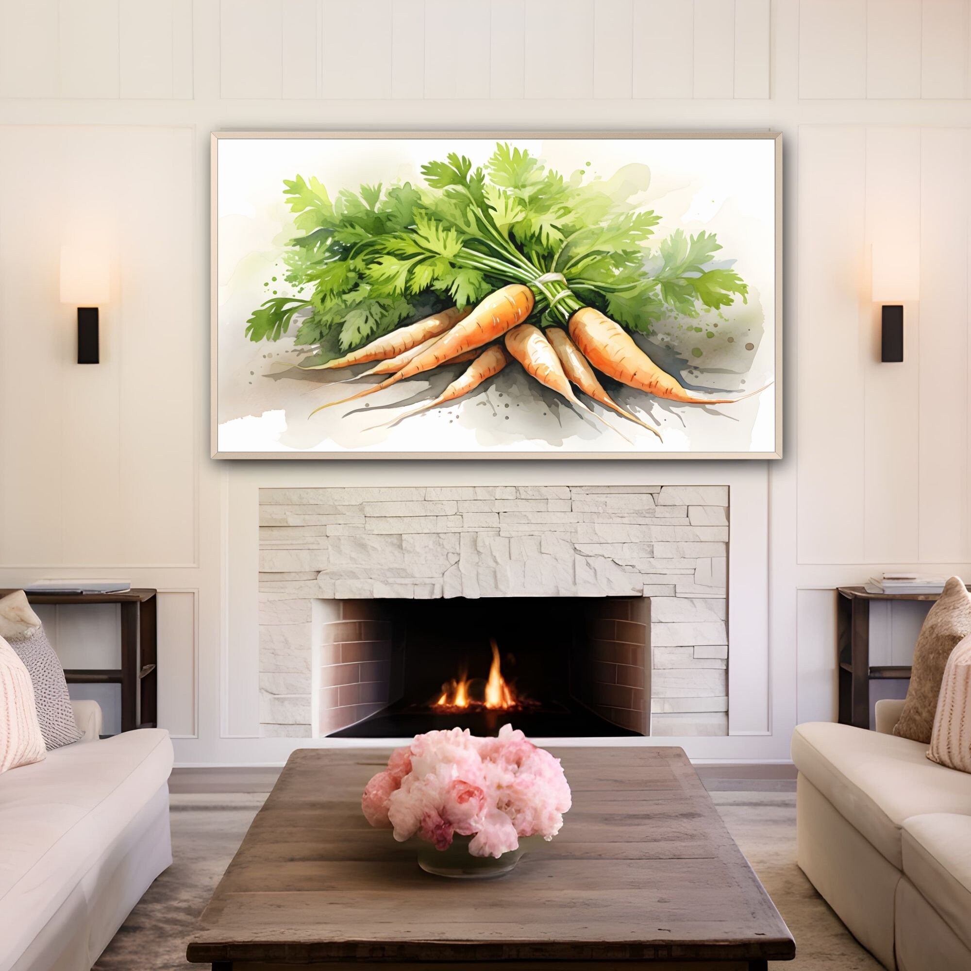 Carrots Watercolor Painting for the Frame TV, Easter Farmhouse Decor ...