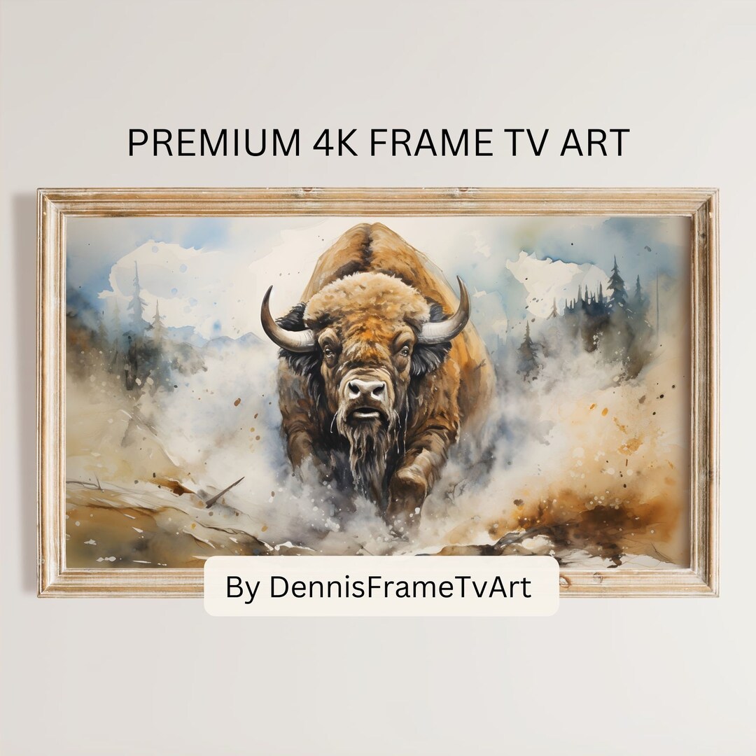 Bison Frame TV Art Western Aesthetic, Eartly Tone Artwork for Nature ...