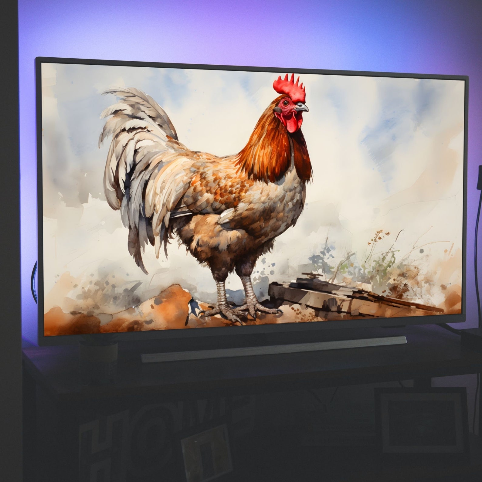 Rooster Frame Tv Art Instant Download, Country Inspired Earthly Tones ...