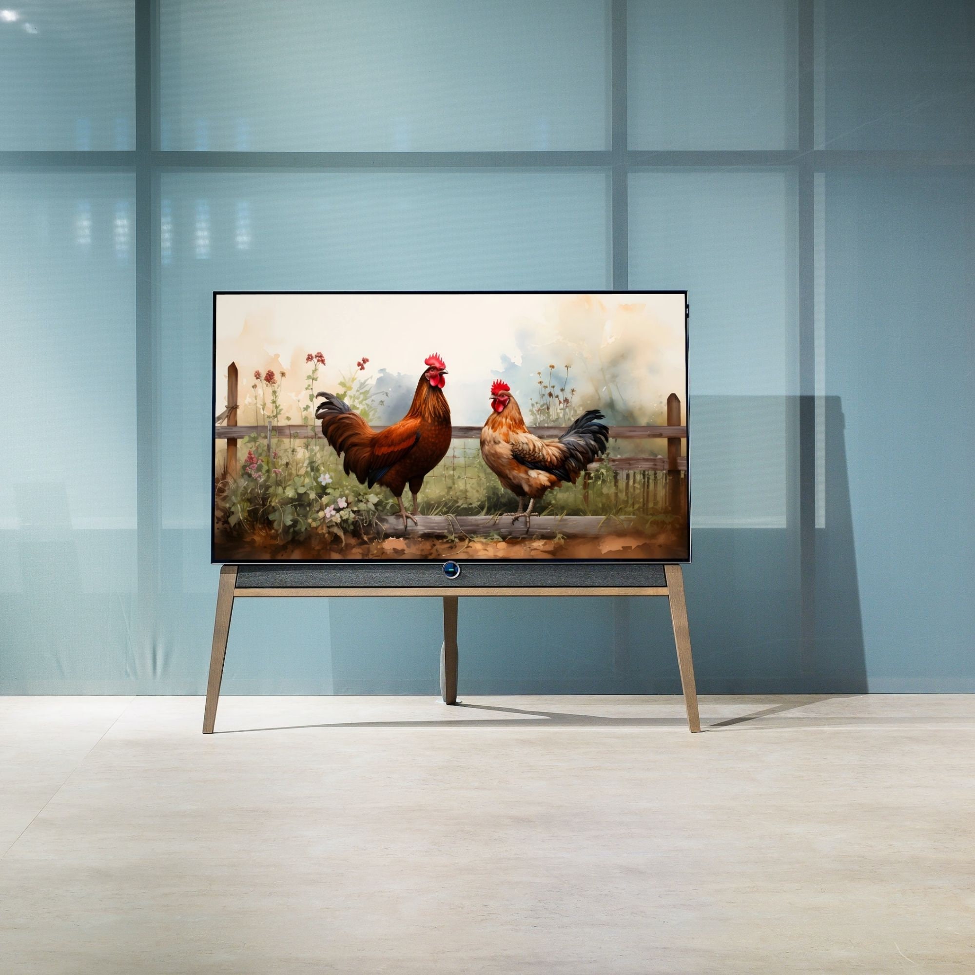 Farm Life Samsung Frame TV Art Chicken, Pastoral Landscape With Rooster ...