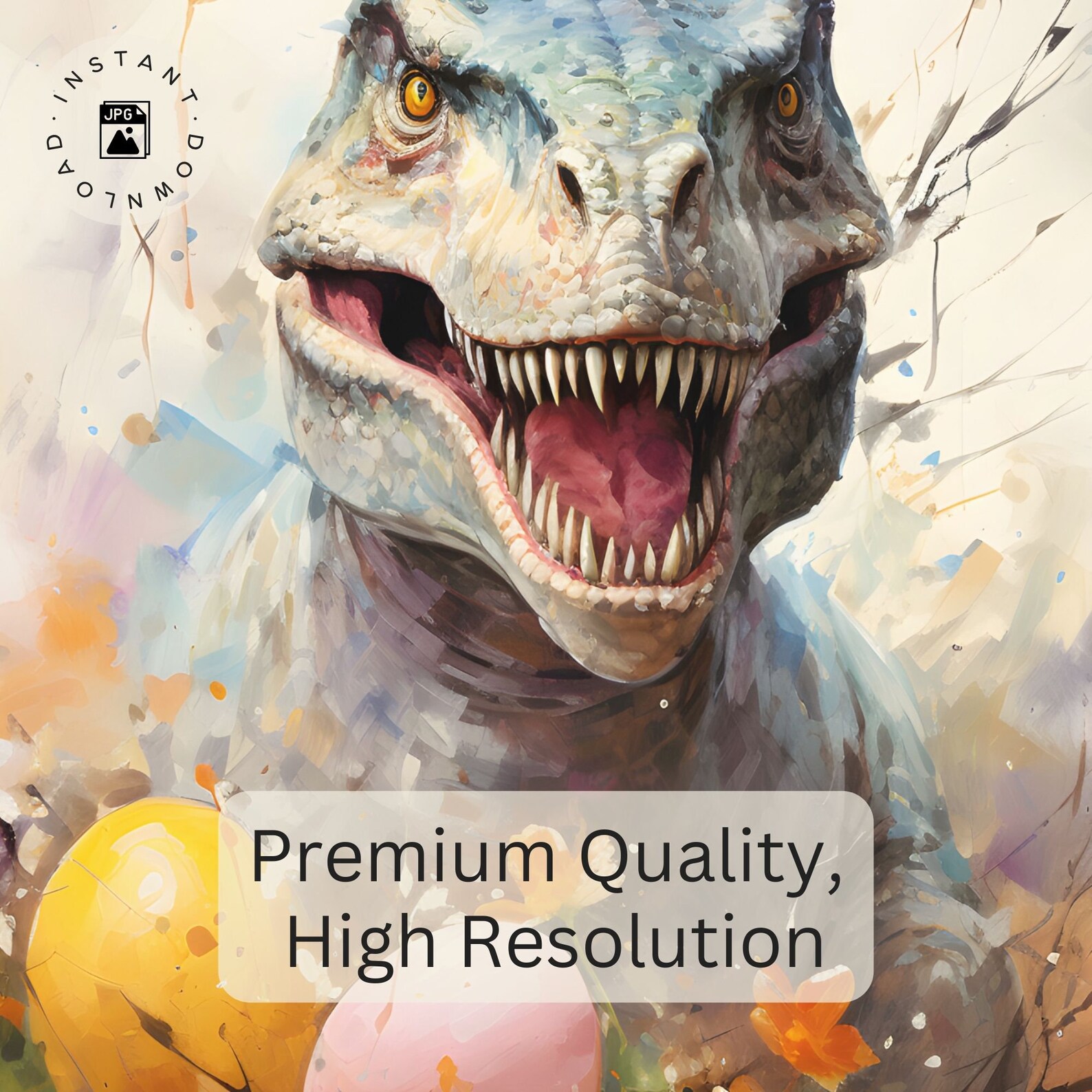 Easter Dinosaur Frame TV Art Digital Download, Tyrannosaurus Rex With ...