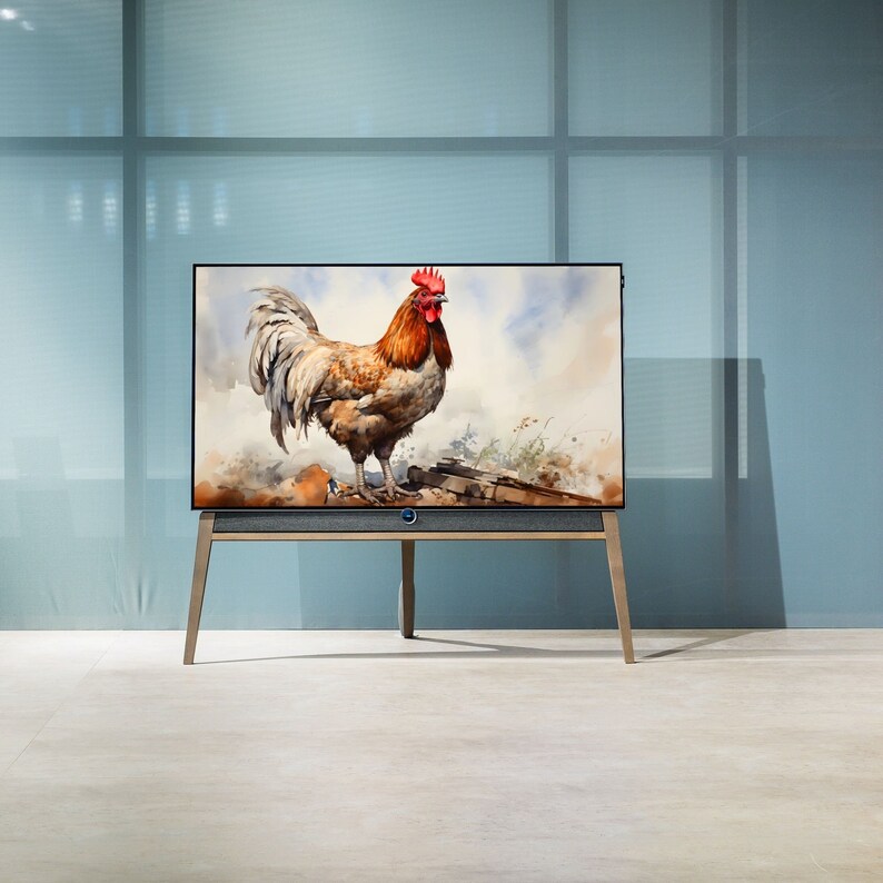 Rooster Frame Tv Art Instant Download, Country Inspired Earthly Tones ...