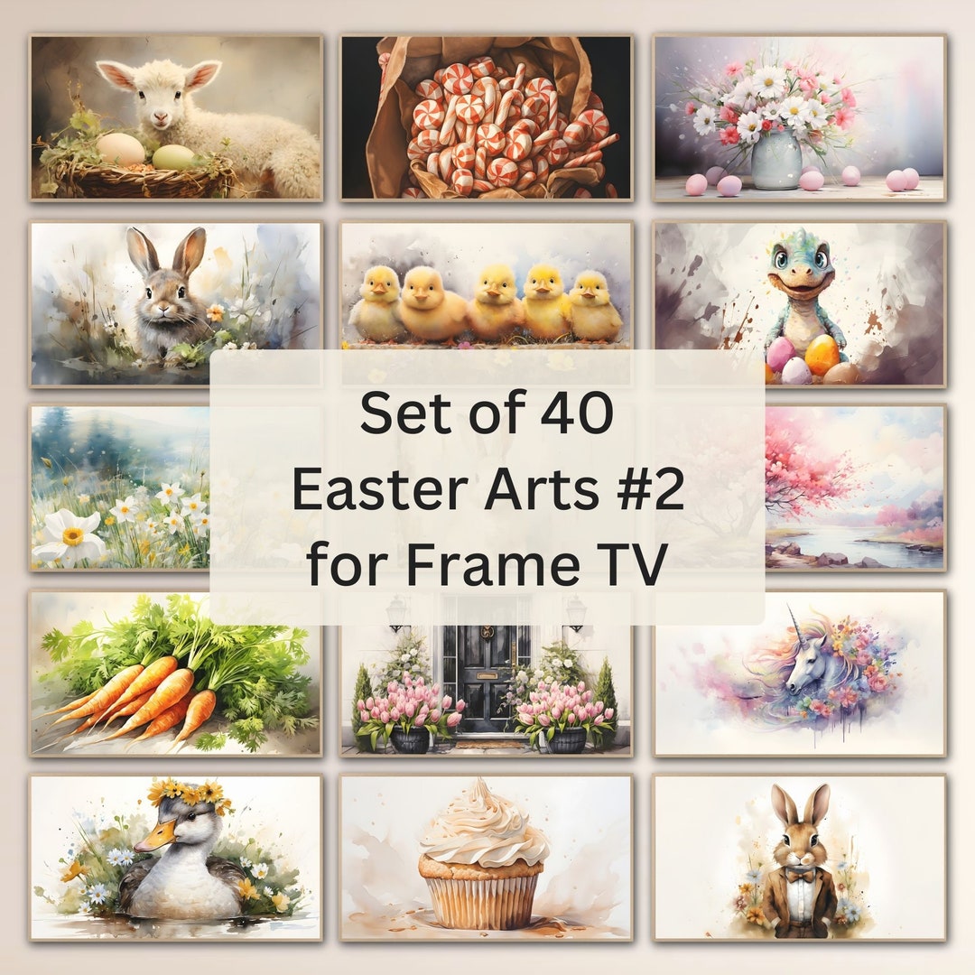 Easter Frame TV Art Set of 40 Artworks, Whimsical Spring TV Art ...