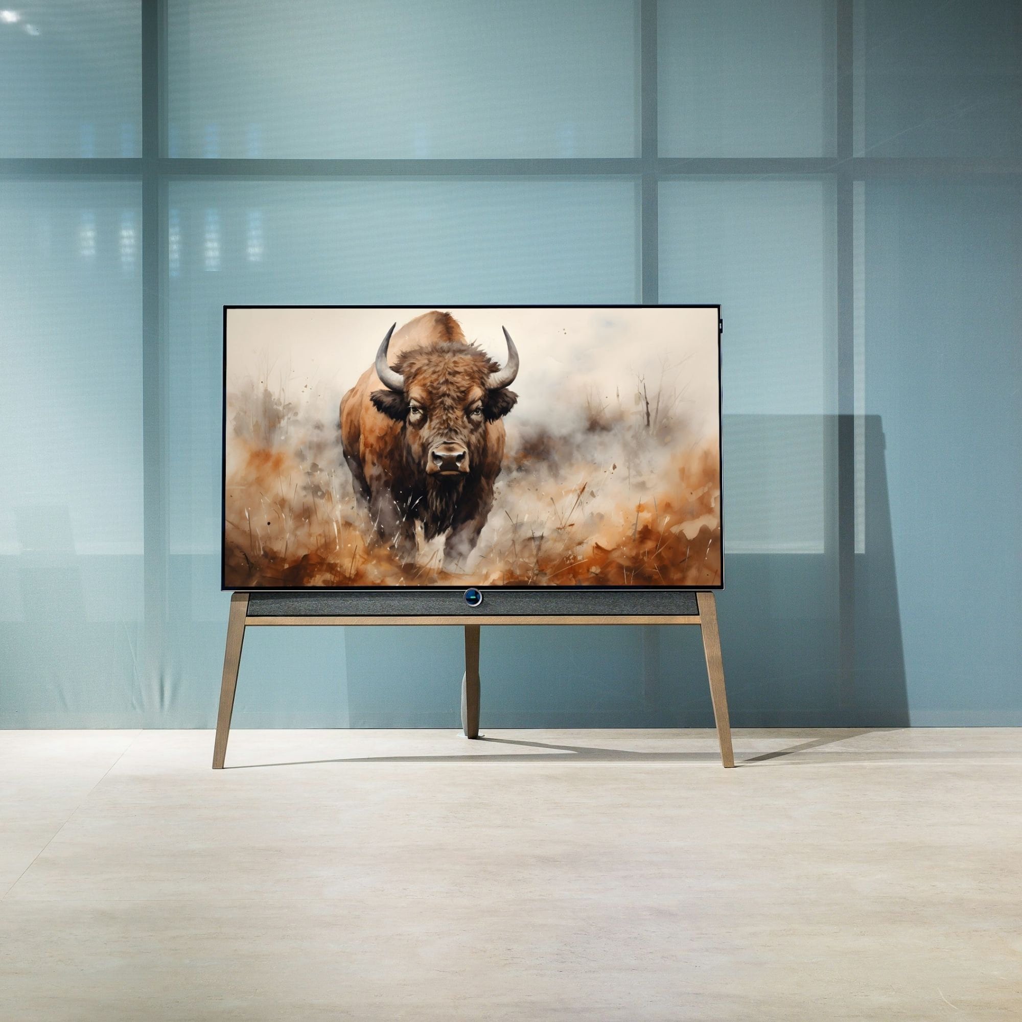 American Bison Frame TV Art, Nature Inspired Farmhouse Earthly Tones ...