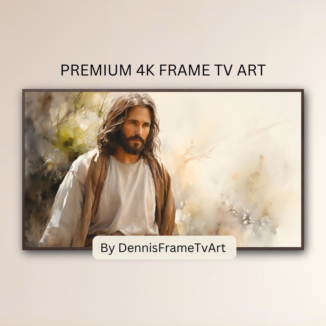Jesus Portrait Frame TV Art, Easter Farmhouse Wall Decor, Spiritual ...