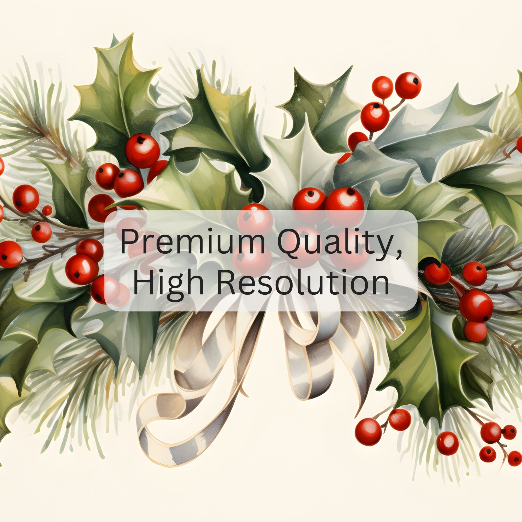 Watercolor Holly Frame Tv Art Digital Picture to Download, Holly Wreath ...