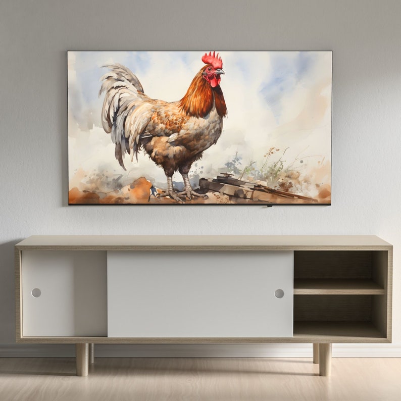 Rooster Frame Tv Art Instant Download, Country Inspired Earthly Tones ...