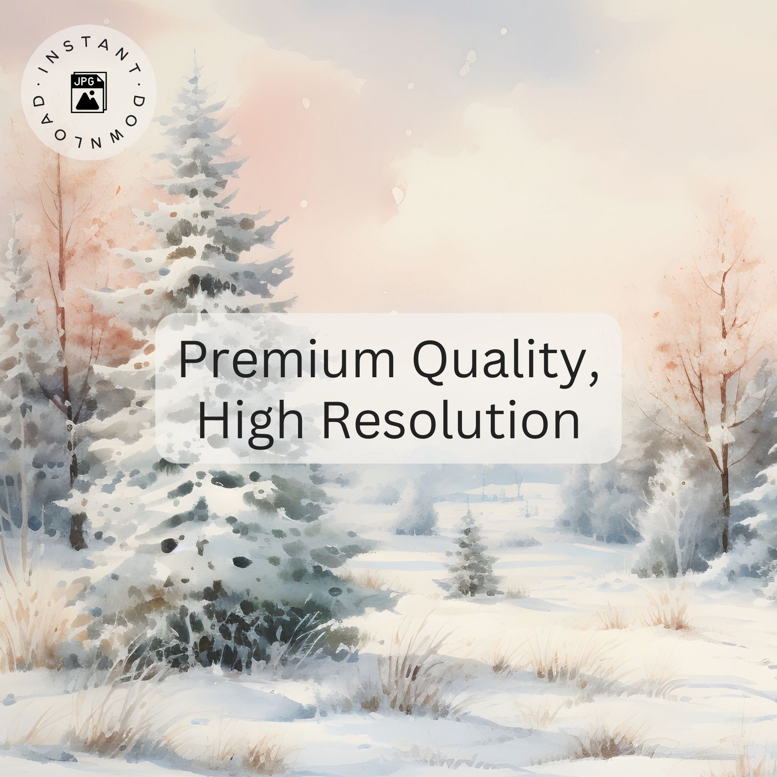 Snowy Christmas Frame TV Art, Scandi Snow Forest Picture Digital ...
