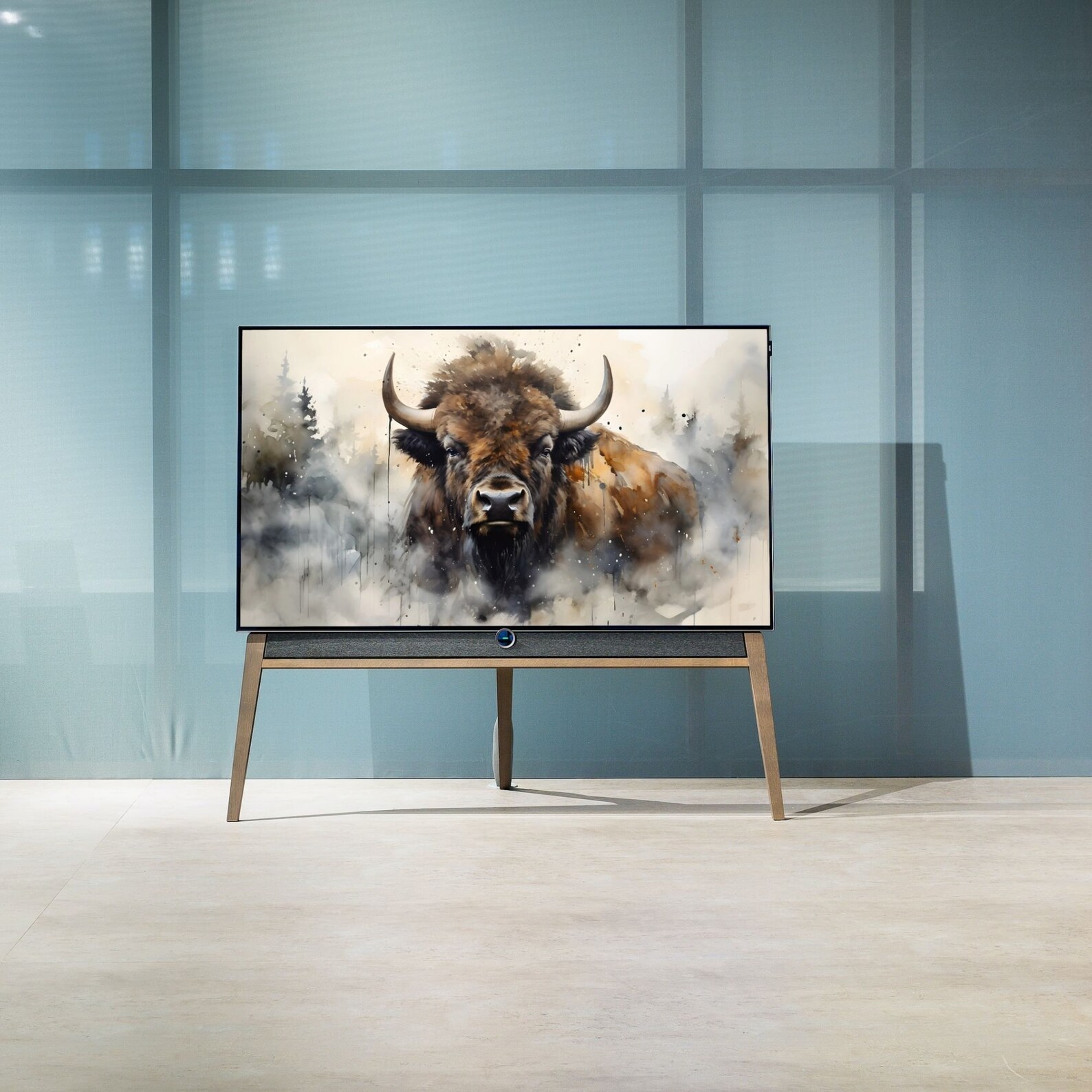 American Bison Frame Tv Art Farmhouse Decor, Moody Bison Artwork ...