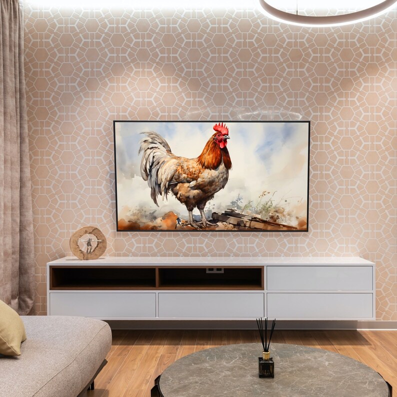Rooster Frame Tv Art Instant Download, Country Inspired Earthly Tones ...