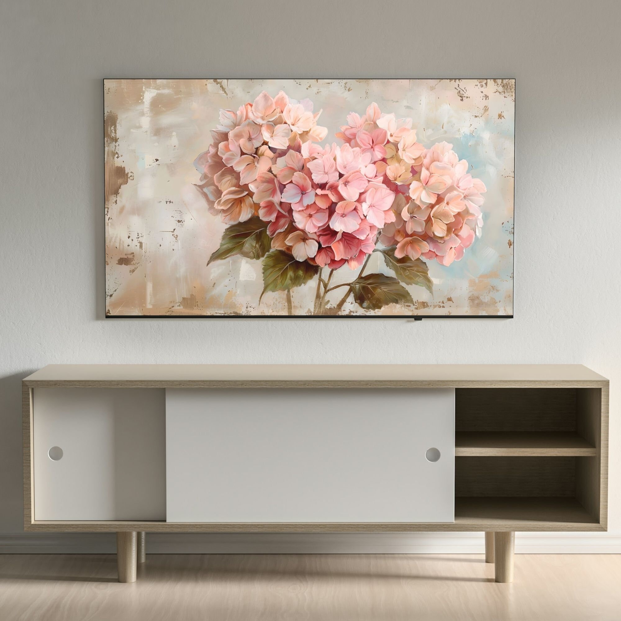 Light Pink Flowers Frame TV Art Set, Summer Cottagecore Farmhouse Decor ...