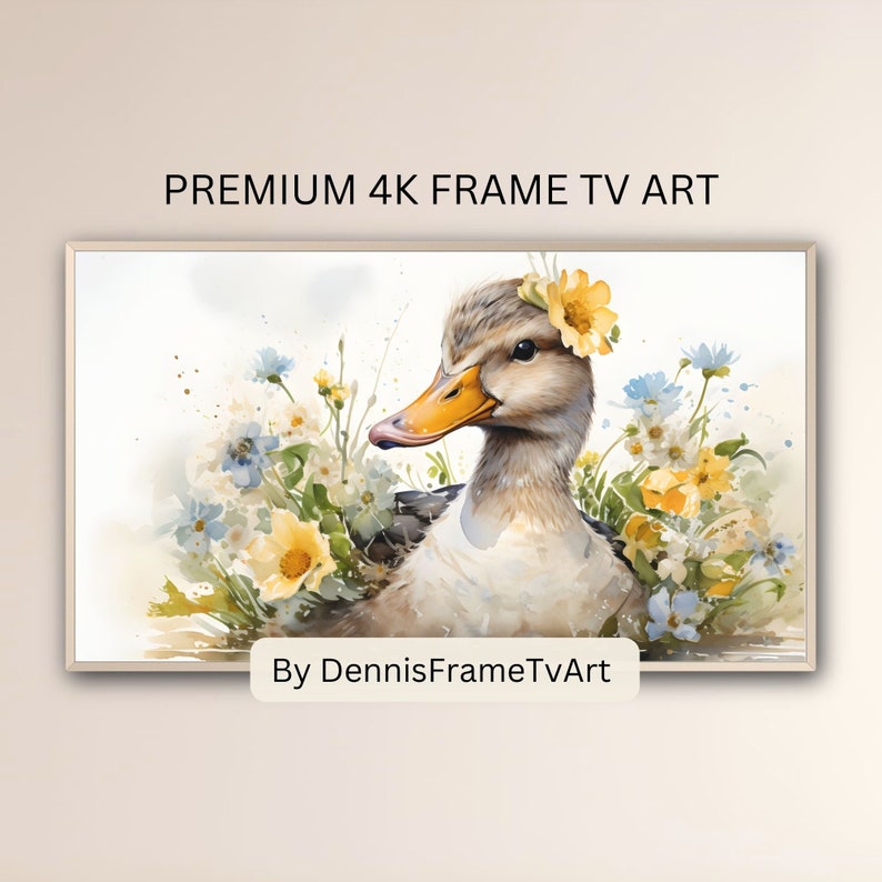 Floral Duck Frame TV Art Instant Download, Farmhouse Easter Holiday ...