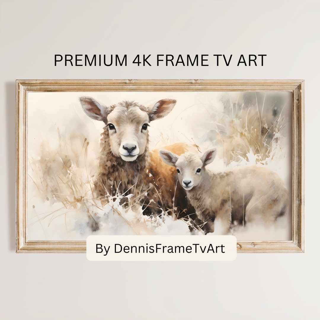 Lamb Frame TV Art Instant Download, Pastoral Painting With Sheep ...
