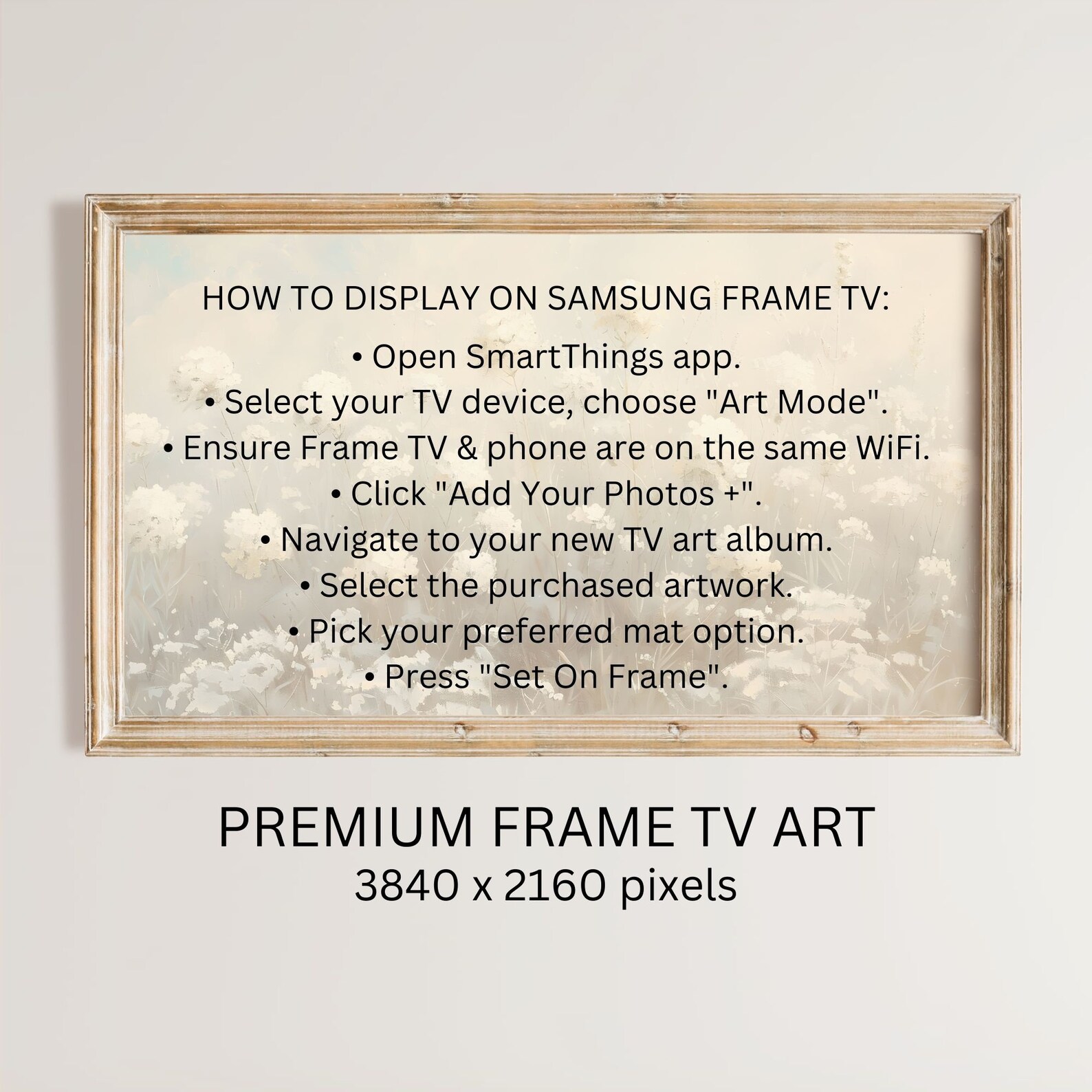 Light Pink Flowers Frame TV Art Set, Summer Cottagecore Farmhouse Decor ...