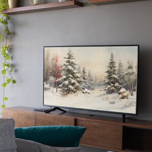 Frame TV Art Winter Evergreen Snowy Forest Digital Download, Snow Art ...
