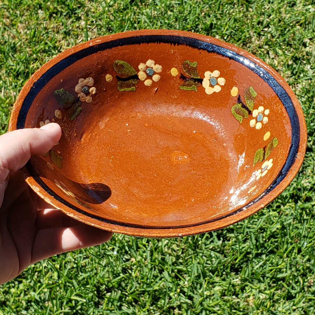 Set of Bowls Vintage Traditional Mexican Terra Cotta Bowls Handpainted ...