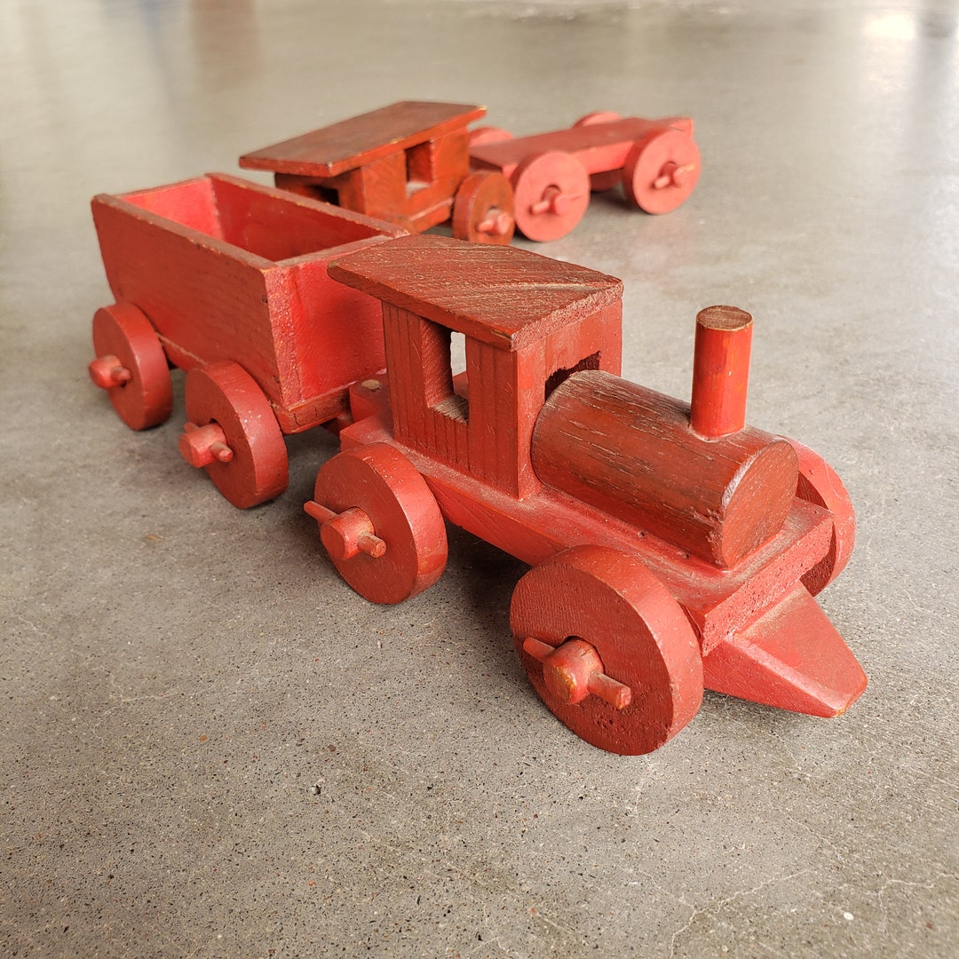 Vintage Handmade Red Wooden Train Vintage Toys Small - Etsy