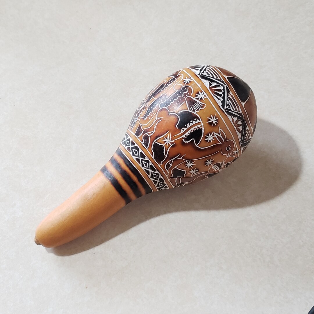Peruvian Gourd Rattle Unique Sculpture for Table Eclectic Decor Llama ...