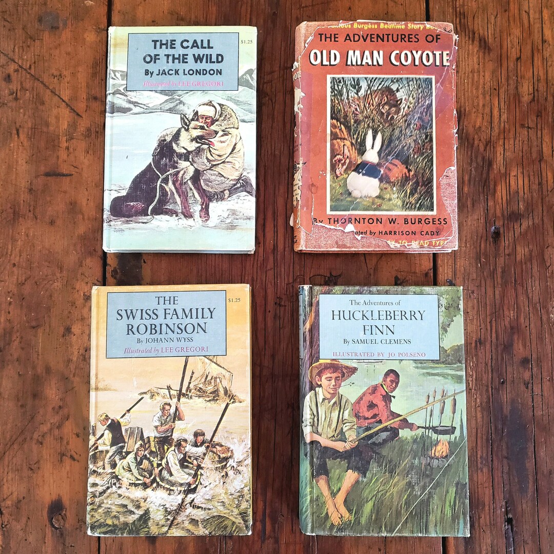 Vintage Hardcover Book Collection Classic Books Huckleberry Finn Book ...