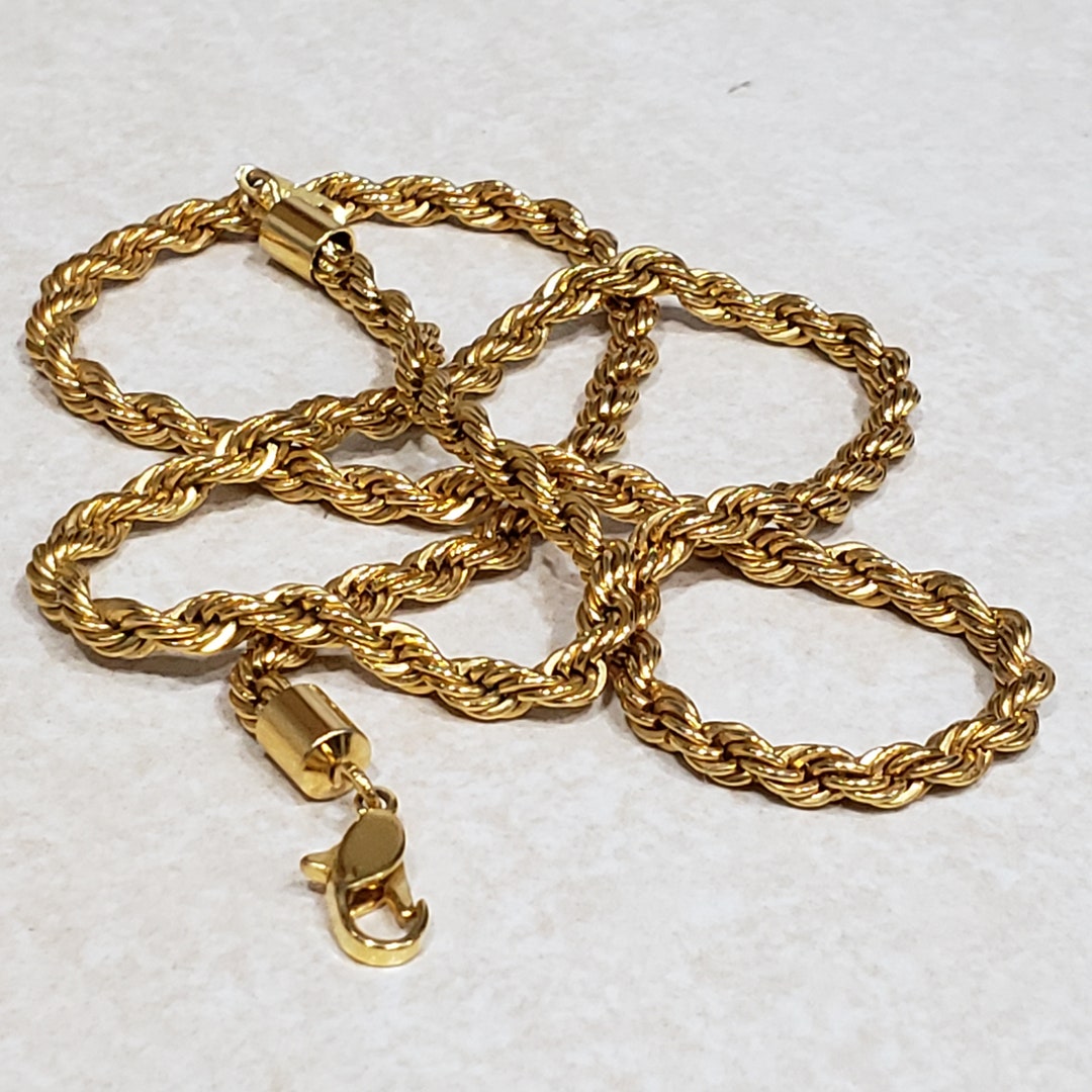 Large Gold Rope Chains Necklace Diamond Cut French Twist Rope Chain ...