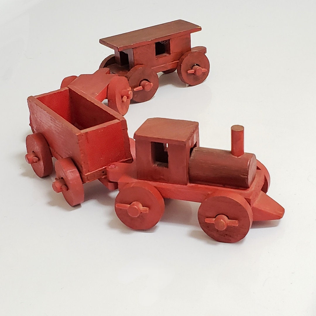 Vintage Handmade Toys Wooden Train Set Vintage Collectible Trains for ...