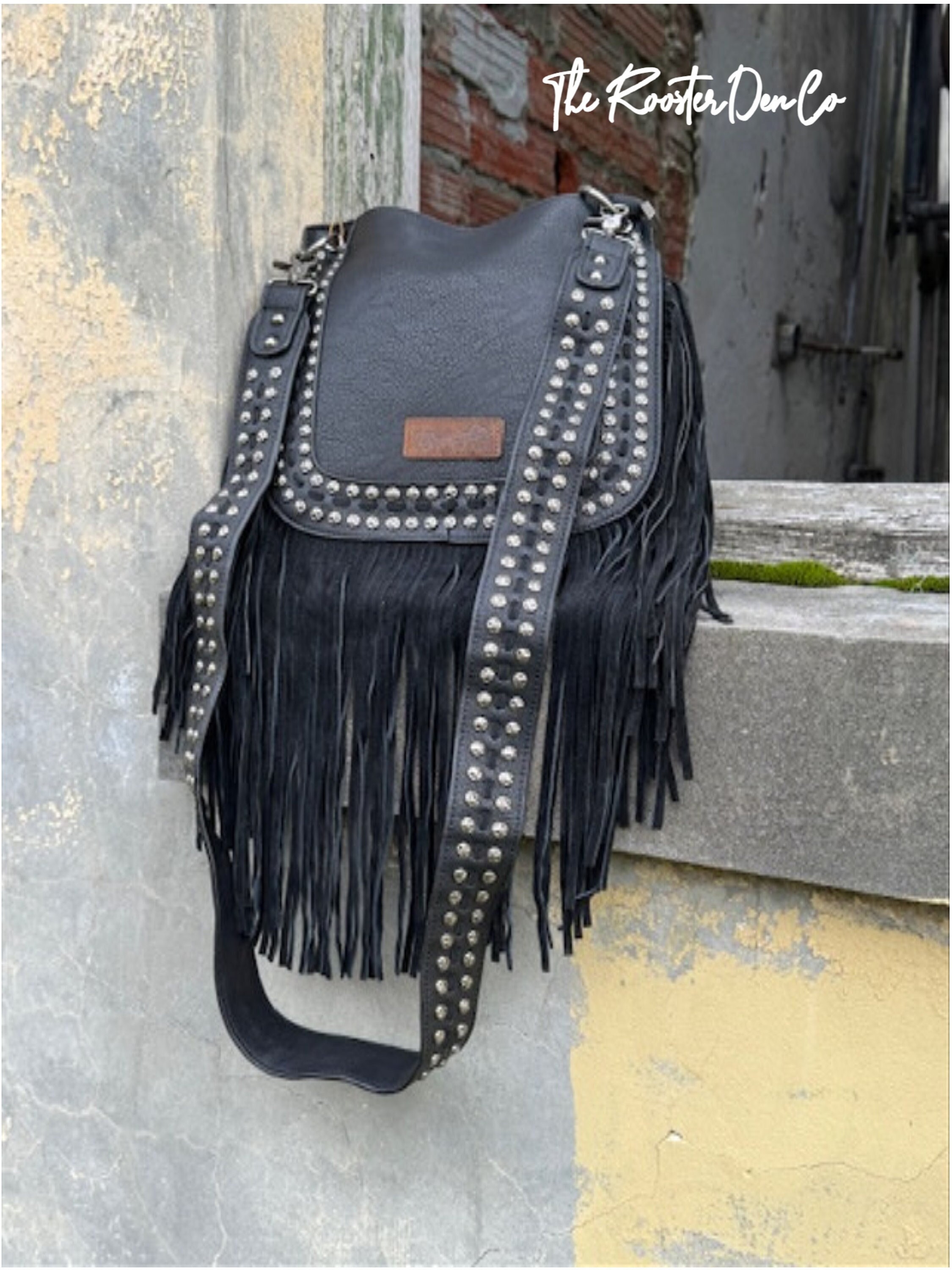 Wrangler Fringe Crossbody Bag, Western Cowgirl Purse, Black Rivet Bag ...