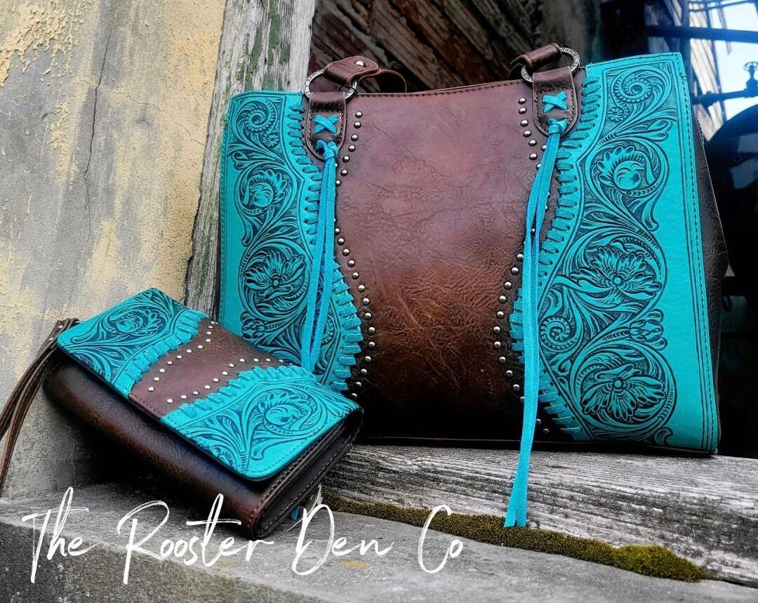 Western Tooled Brown and Black Wallet, Trendy Cowgirl Southwestern ...