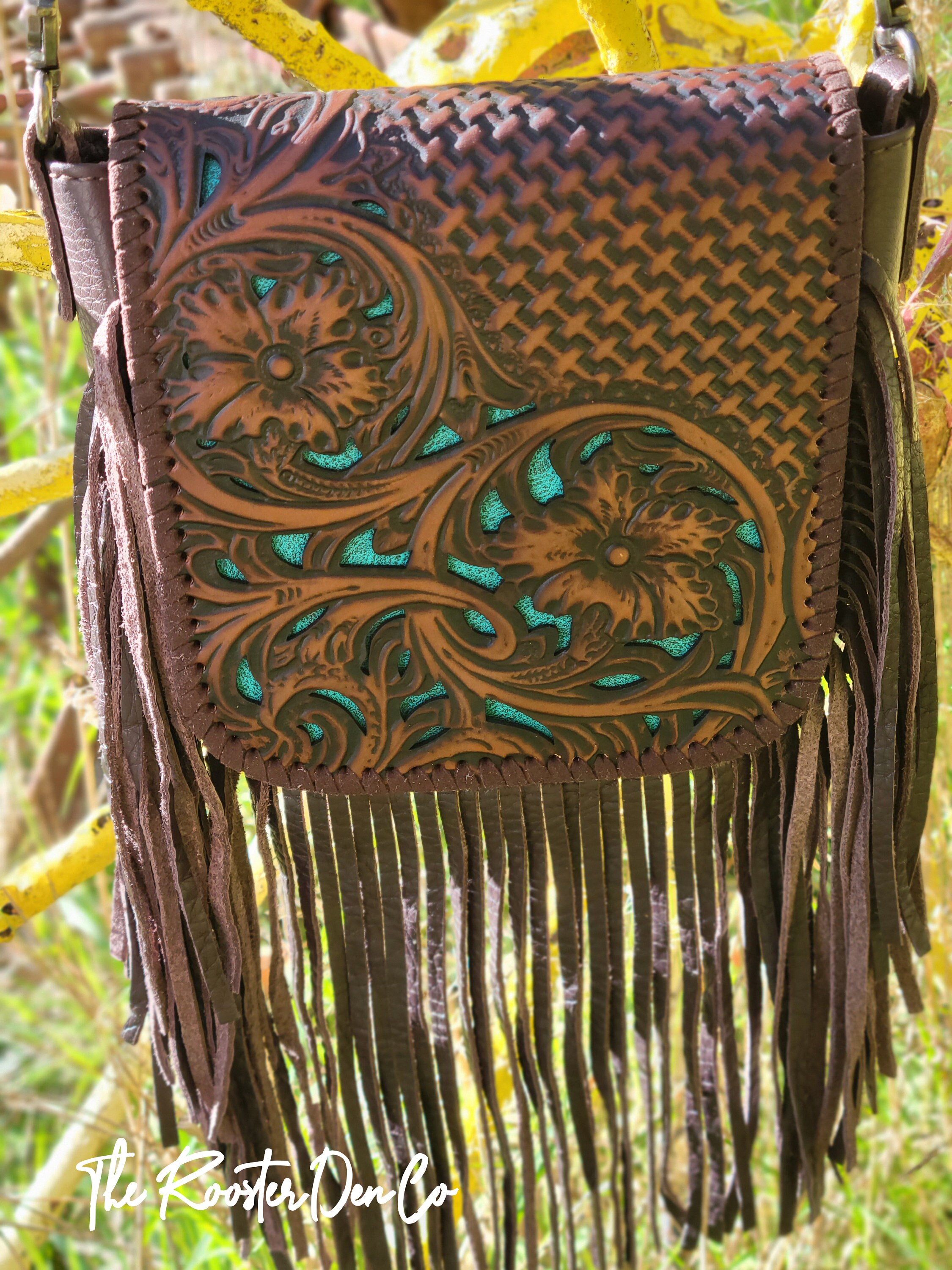 Western Crossbody Flower Tooled Fringe Leather Bag, Cowgirl ...