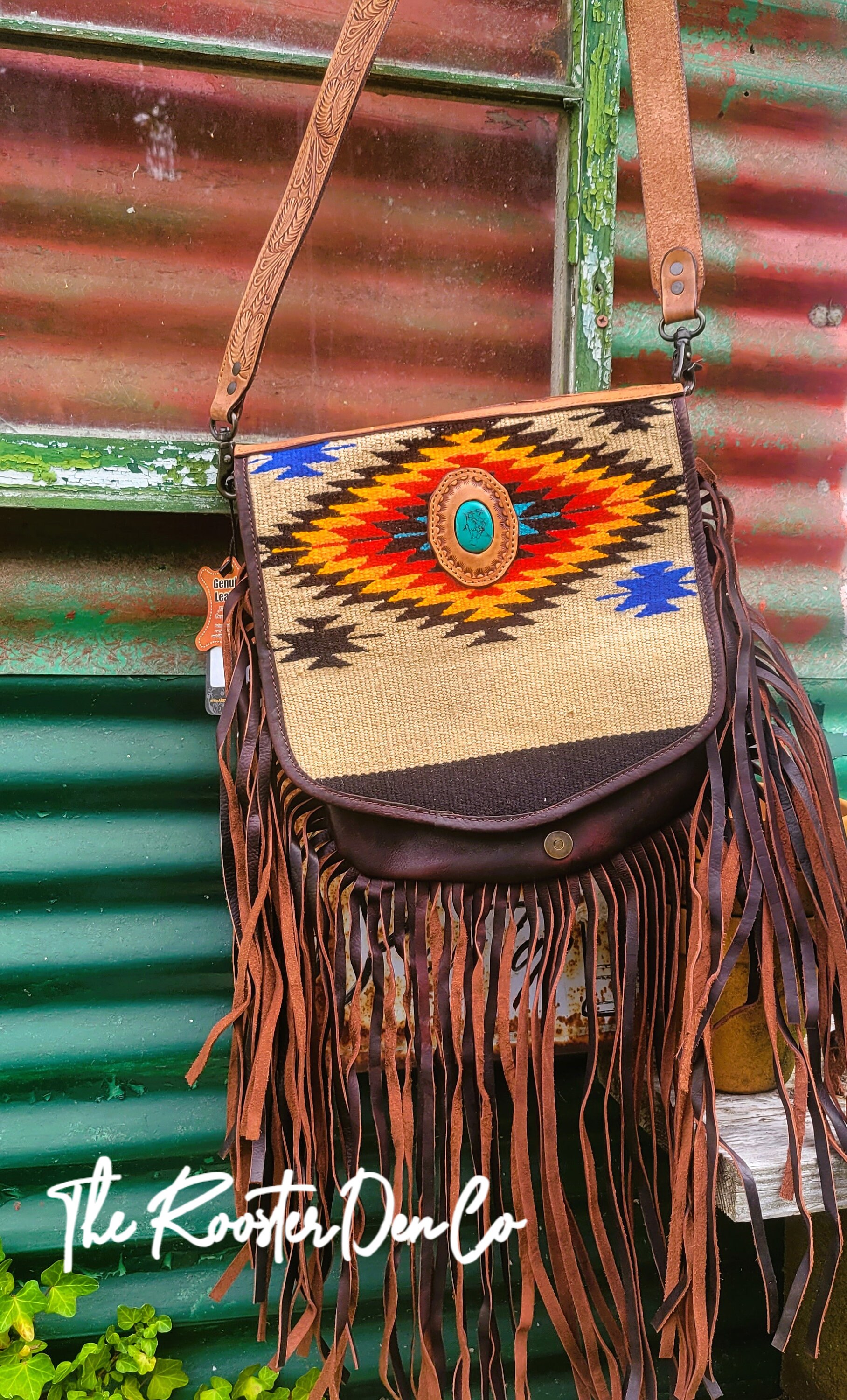 Southwestern Navajo Bag, Aztec Leather Purse, Cowhide Leather Bag ...
