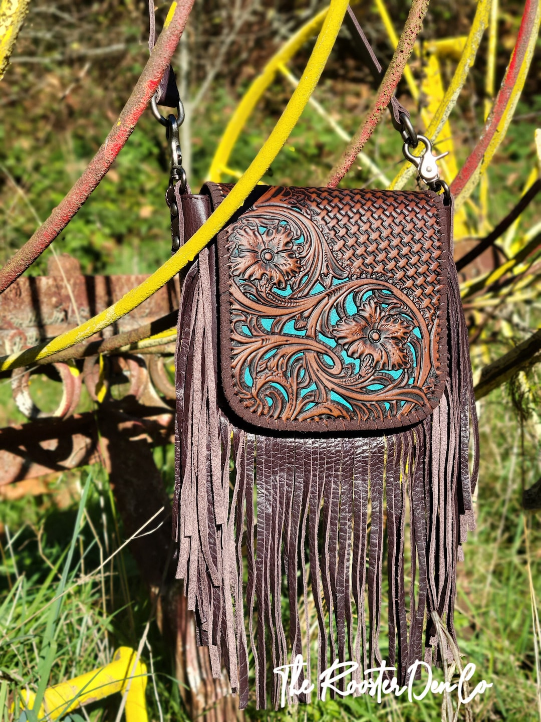 Western Crossbody Flower Tooled Fringe Leather Bag, Cowgirl ...