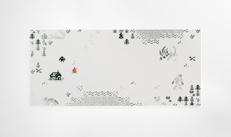 Minimal Pixel Art Deskmat With Cosy Winter Design Extra Large Gaming ...