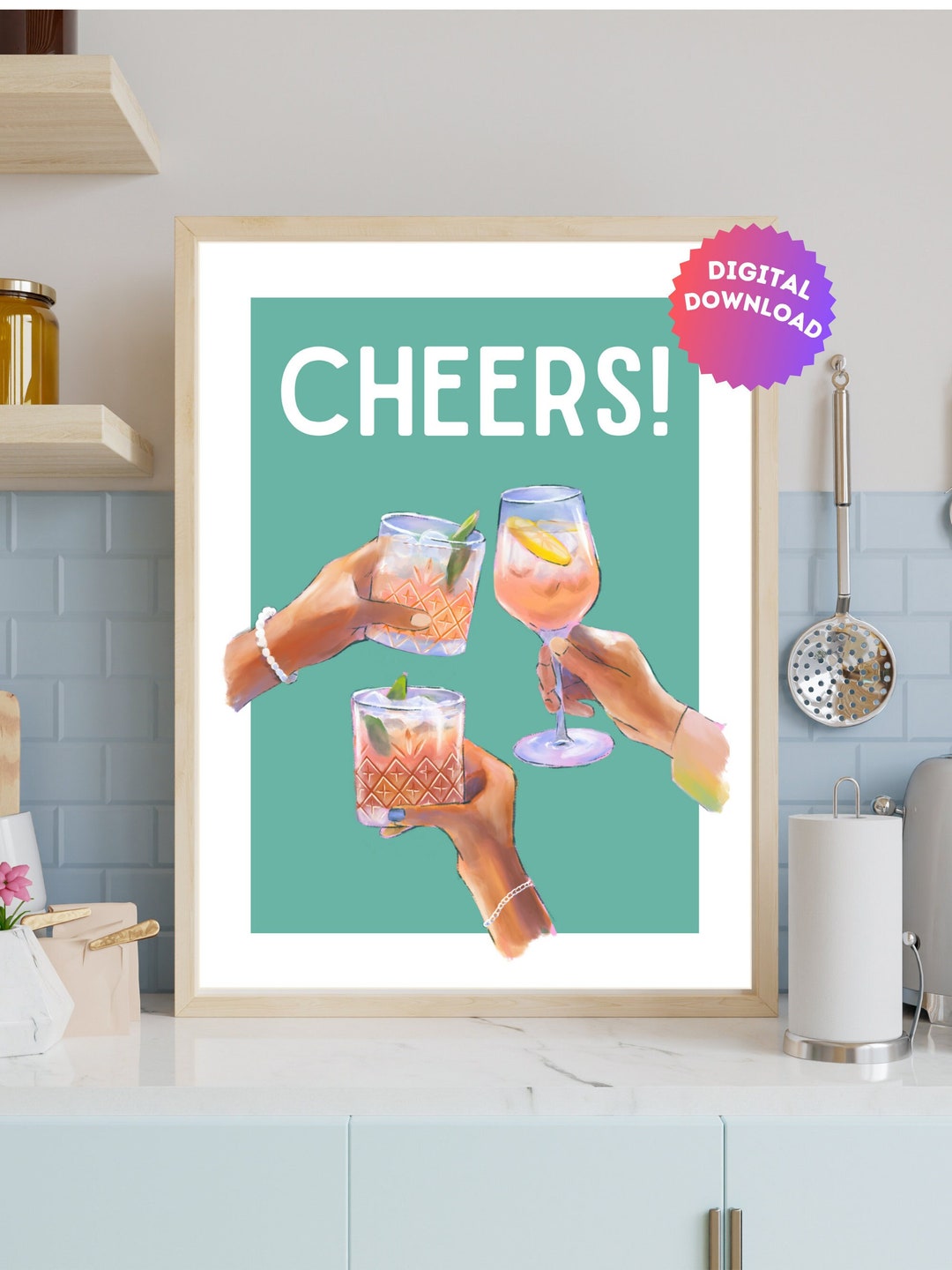 Cheers! Print | Digital Download | Bar Cart Wall Decor | Trendy Wall ...