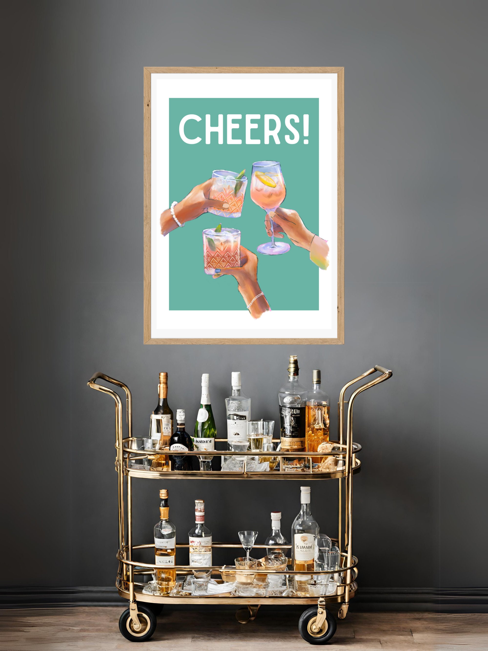 Cheers! Print | Digital Download | Bar Cart Wall Decor | Trendy Wall ...