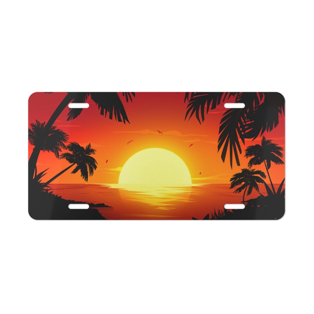 Vehicle Vanity Plate - Sunset, Paradise, Beach, Fantasy - Perfect Gift ...