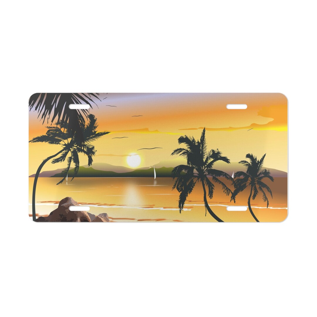 Vehicle Vanity Plate Sunset, Paradise, Beach, Fantasy Perfect Gift for ...