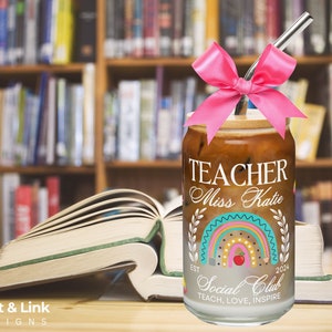 Personalized Back to School Teacher Appreciation Gift Glass Can ...