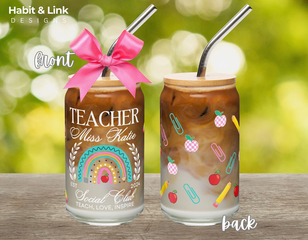 Personalized Back to School Teacher Appreciation Gift Glass Can ...