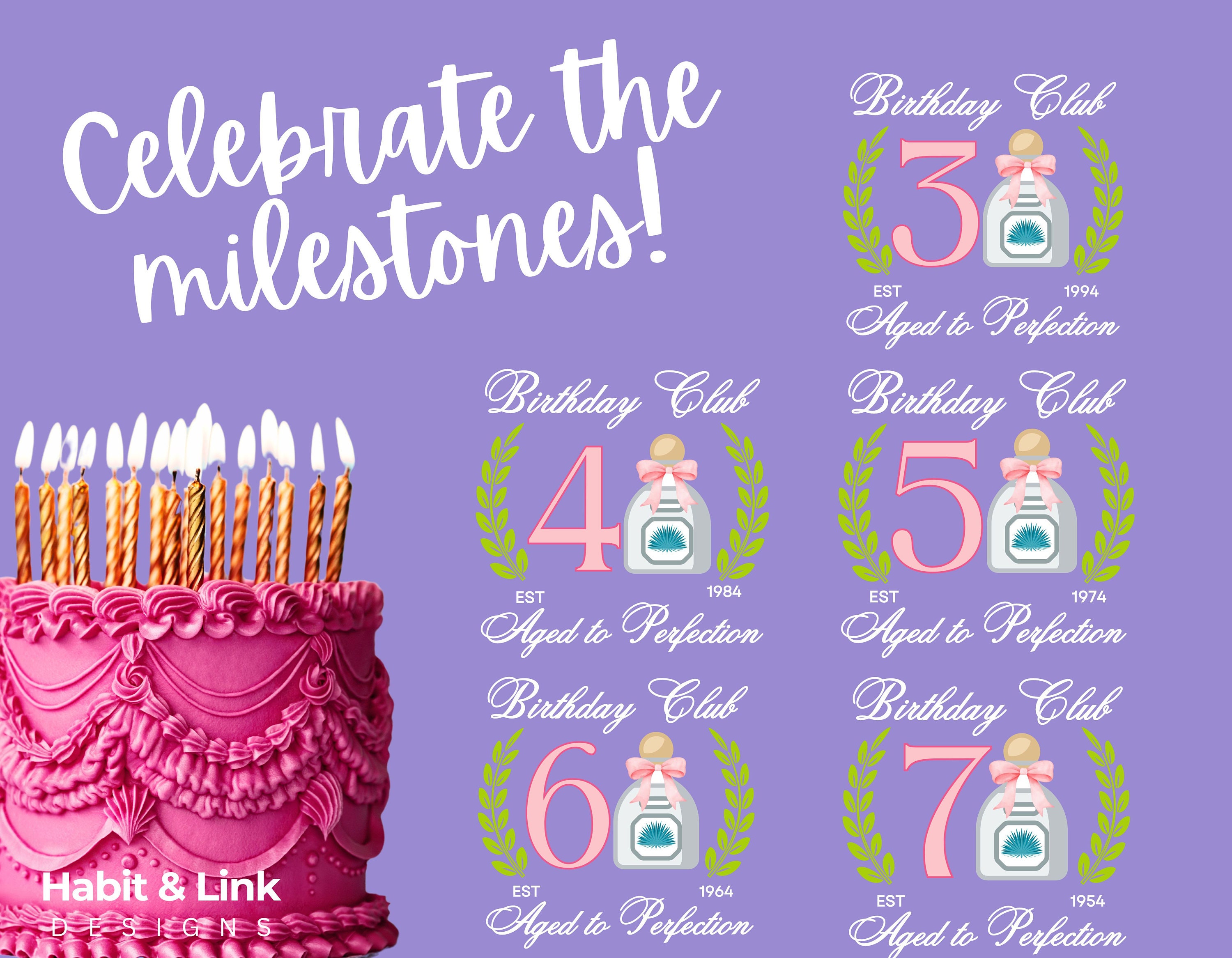 50th Birthday Social Club Party Favor, Aged to Perfection Decade Bday ...