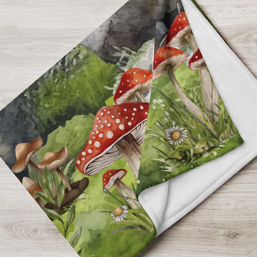 Cottagecore Mushroom Throw Blanket, Goblincore Decor, Cottagecore ...