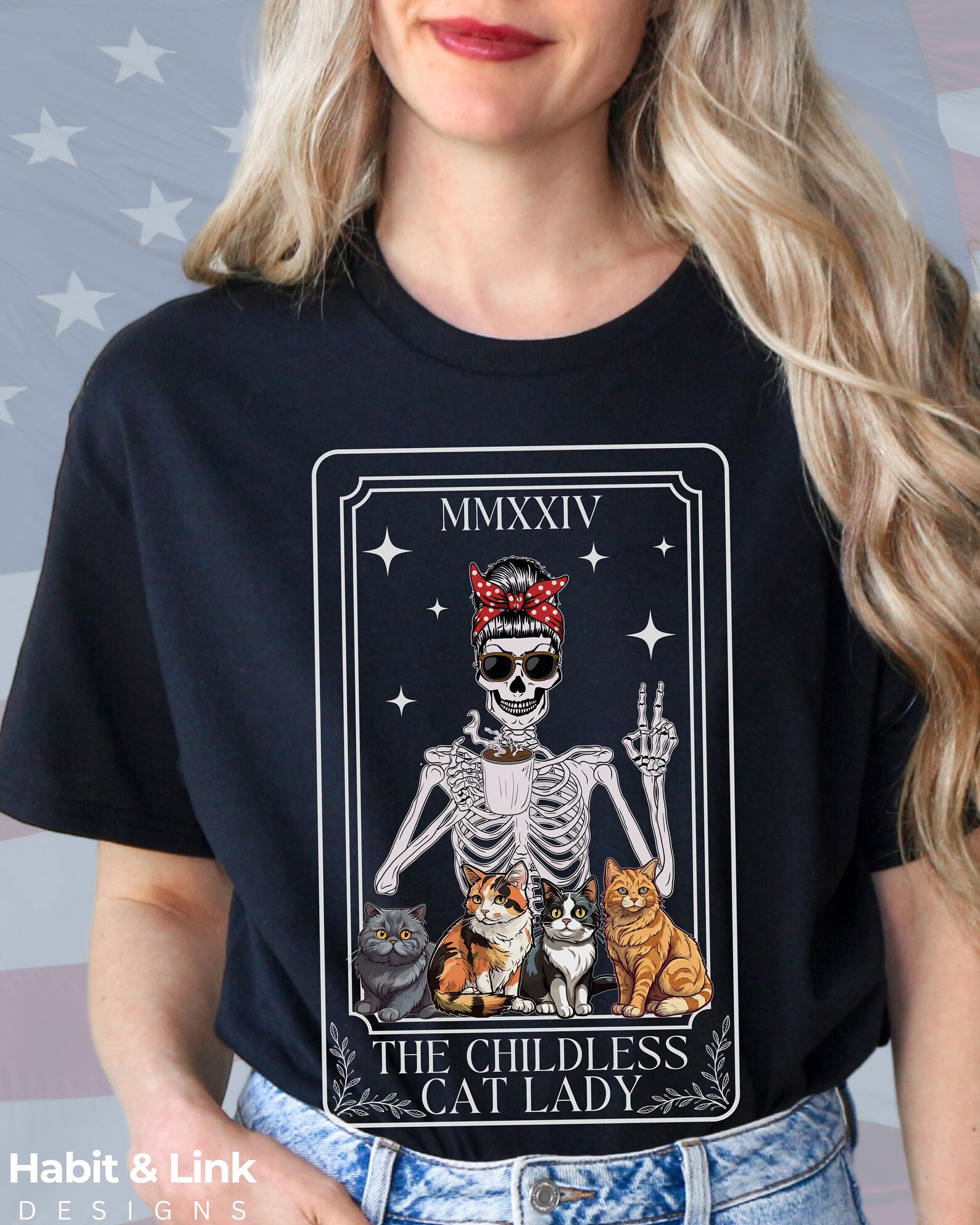 Childless Cat Lady Tarot Card Shirt, Childless Cat Ladies for Kamala ...