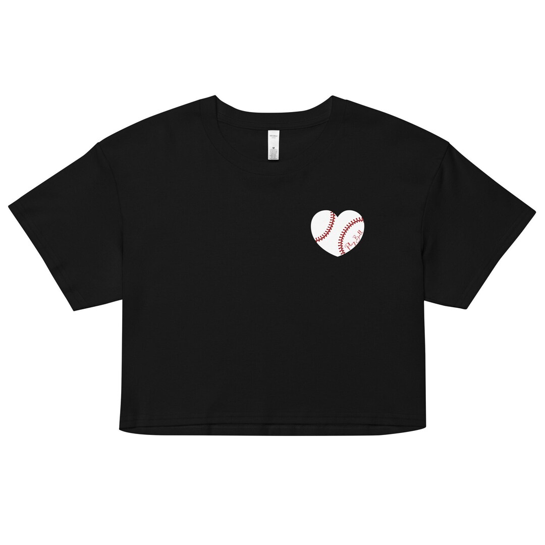 Baseball Mom Crop Top, Heart Baseball Crop Top, Play Ball Tshirt, Heart ...
